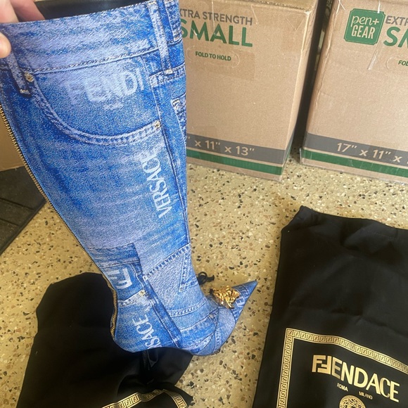 Versace | Shoes | Versace Fendace Boots Sz 5 | Poshmark